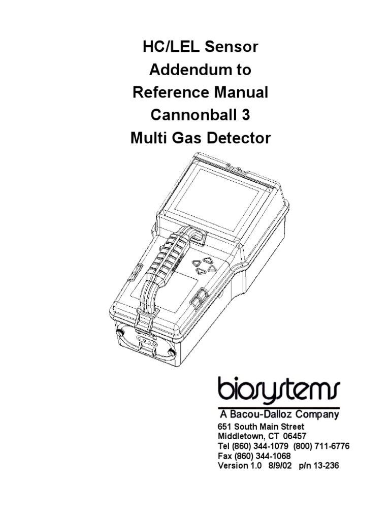 HC-LEL Sensor Addendum To Cannonball 3 Reference Manual | Download Free ...