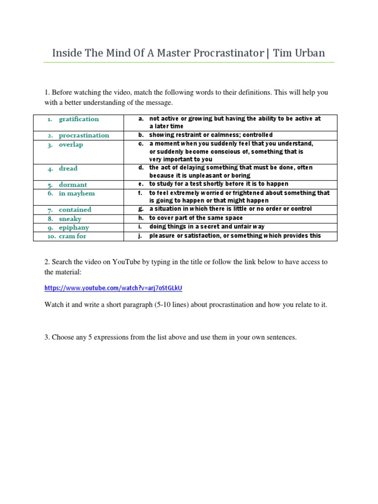 Inside The Mind of A Master Procrastinator - Tim Urban: 1 ...