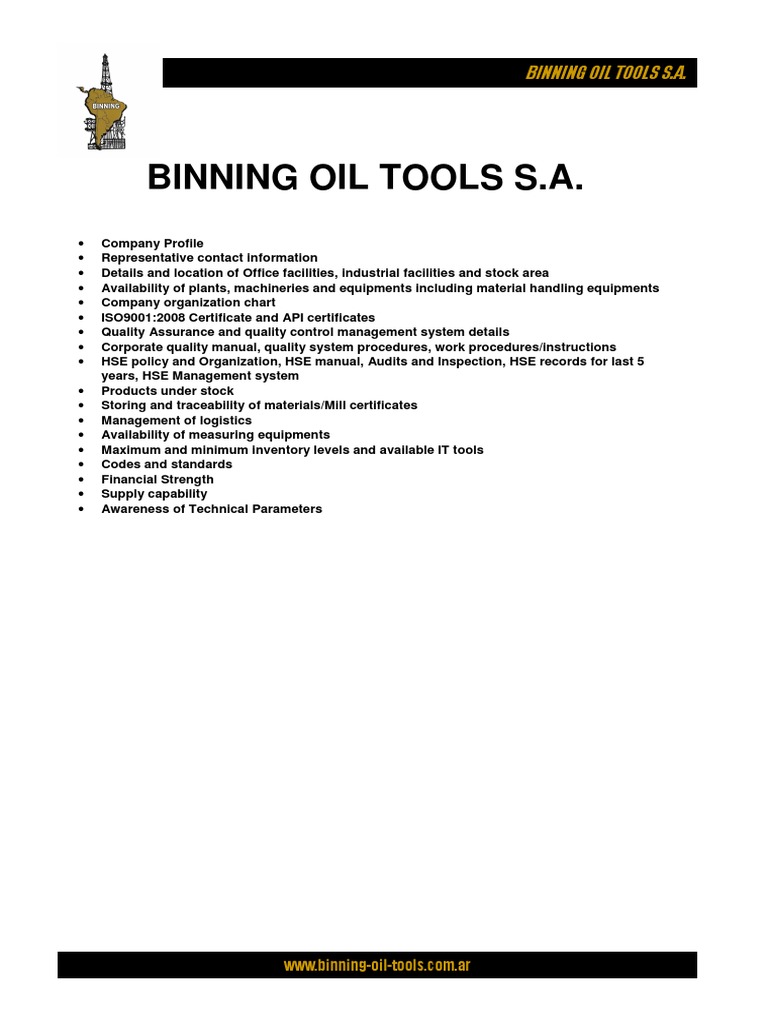 BINNING OIL TOOLS Introduction | PDF | Petroleum Reservoir | Lift (Force)