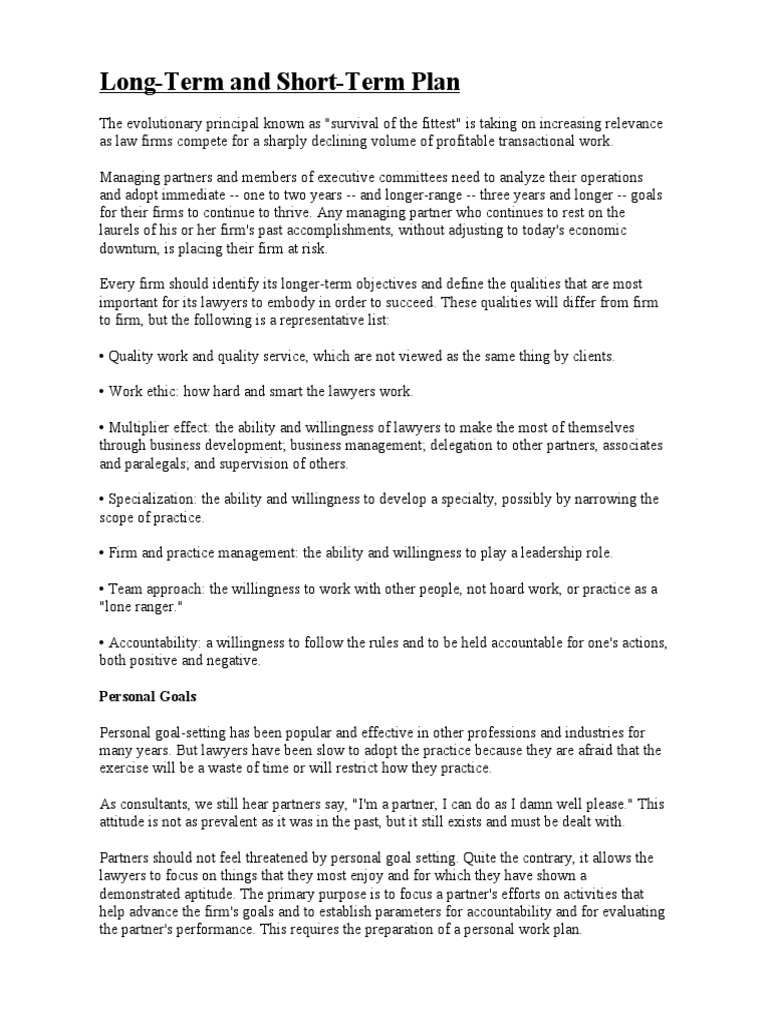 Long-Term and Short-Term Plan: Personal Goals | PDF | Goal | Goal Setting