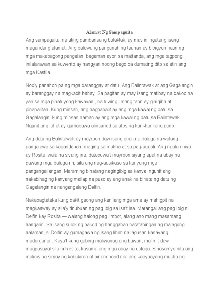 Alamat NG Sampaguita | PDF