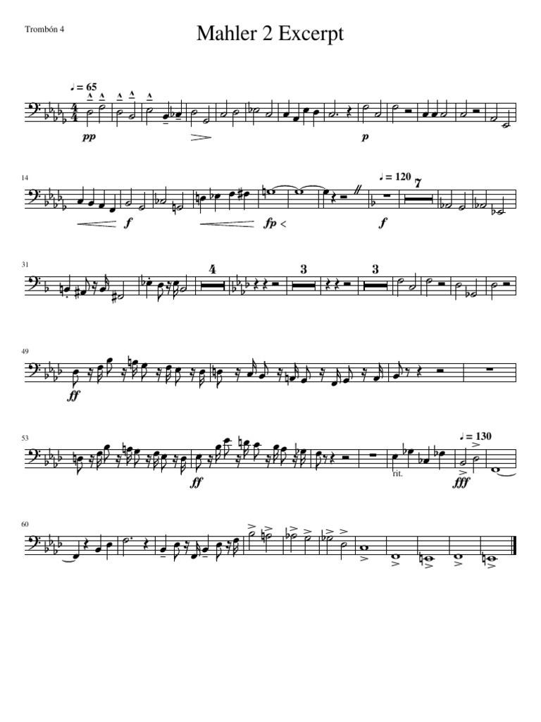 Mahler 2 Trombone Excerpt | PDF
