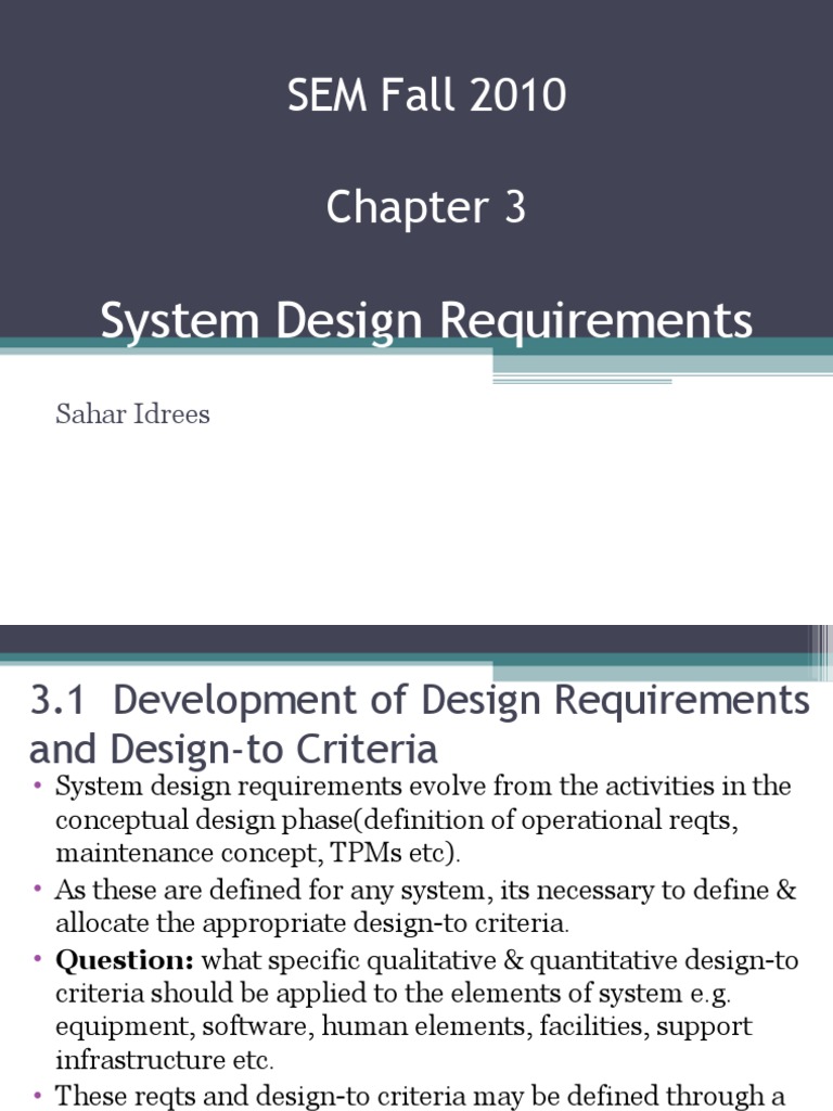 System Design Requirements SEM | PDF | Reliability Engineering | System