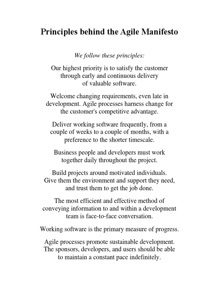 Principles Behind The Agile Manifesto | PDF