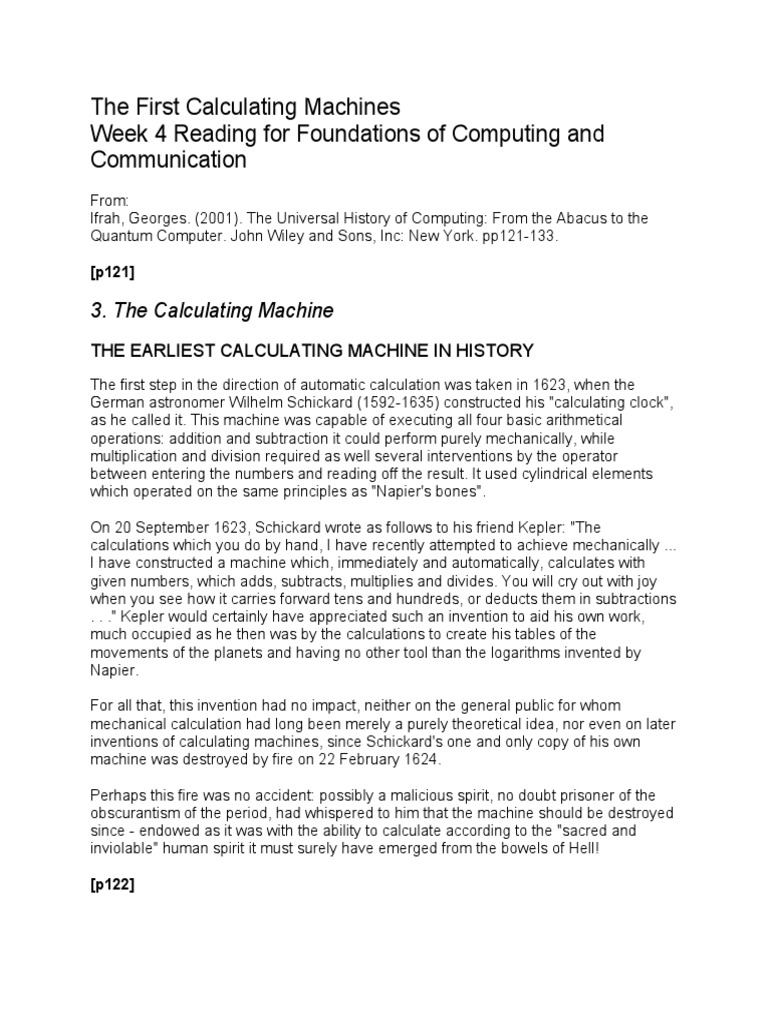 The First Calculating Machines | PDF | Typewriter | Numbers