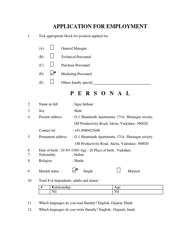 Application Form VFC | PDF | Learning