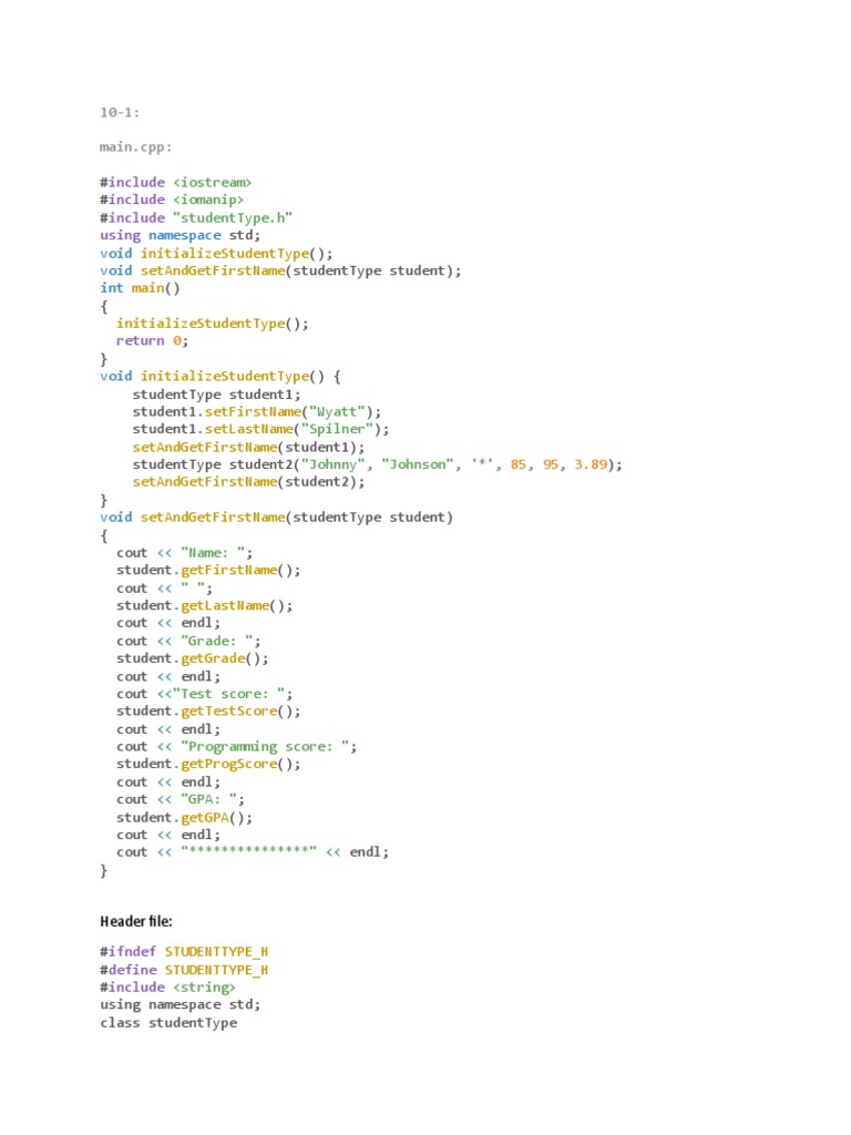 "Studenttype.H": Include Include Include Using | PDF | Computer Programming | Programming Paradigms