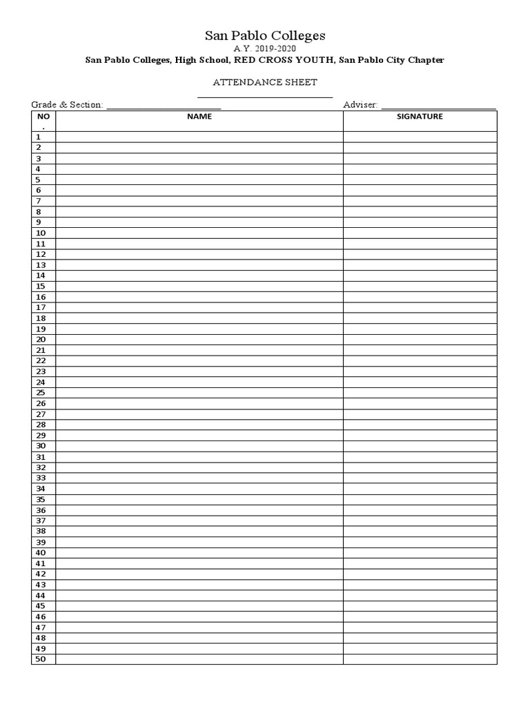 High School Attendance Sheet 2019-20 | PDF