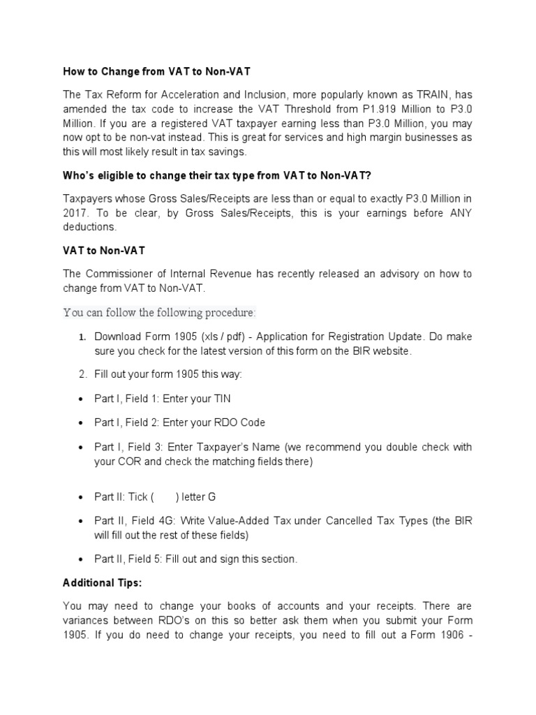 Vat To Non Vat | PDF