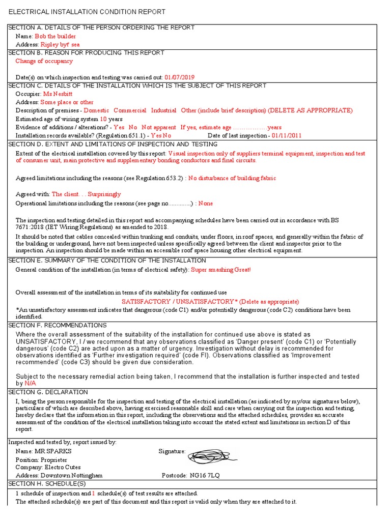 Generic EICR | PDF | Safety | Power Engineering