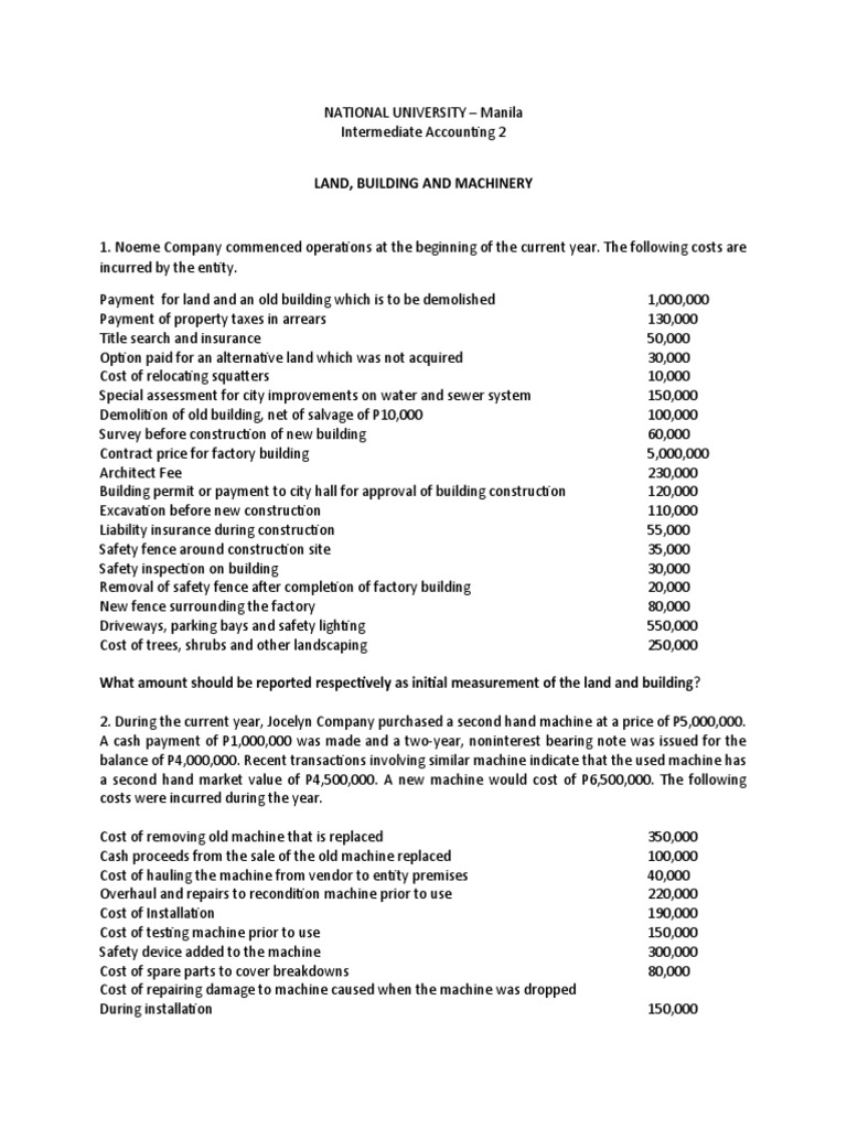 Intermediate Accounting Exercise 2 Finals | PDF | Cost | Insurance