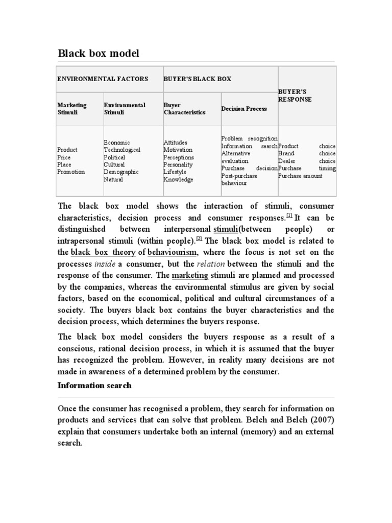 Black Box Model | PDF | Consumer Behaviour | Behavior