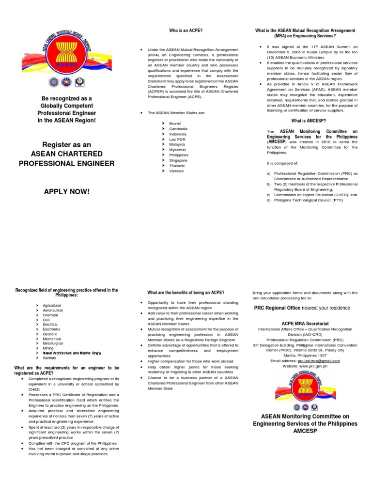 Register As An Asean Chartered Professional Engineer | PDF | Engineer ...