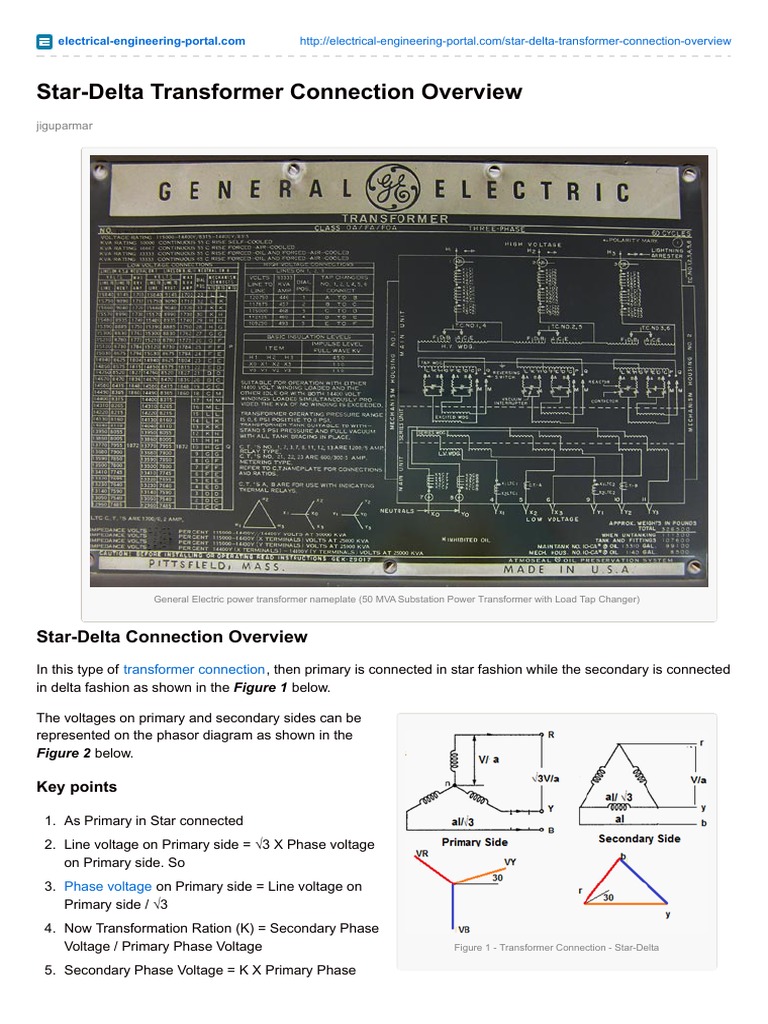 Star-Delta Transformer Connection Guide | PDF | Transformer | Power ...