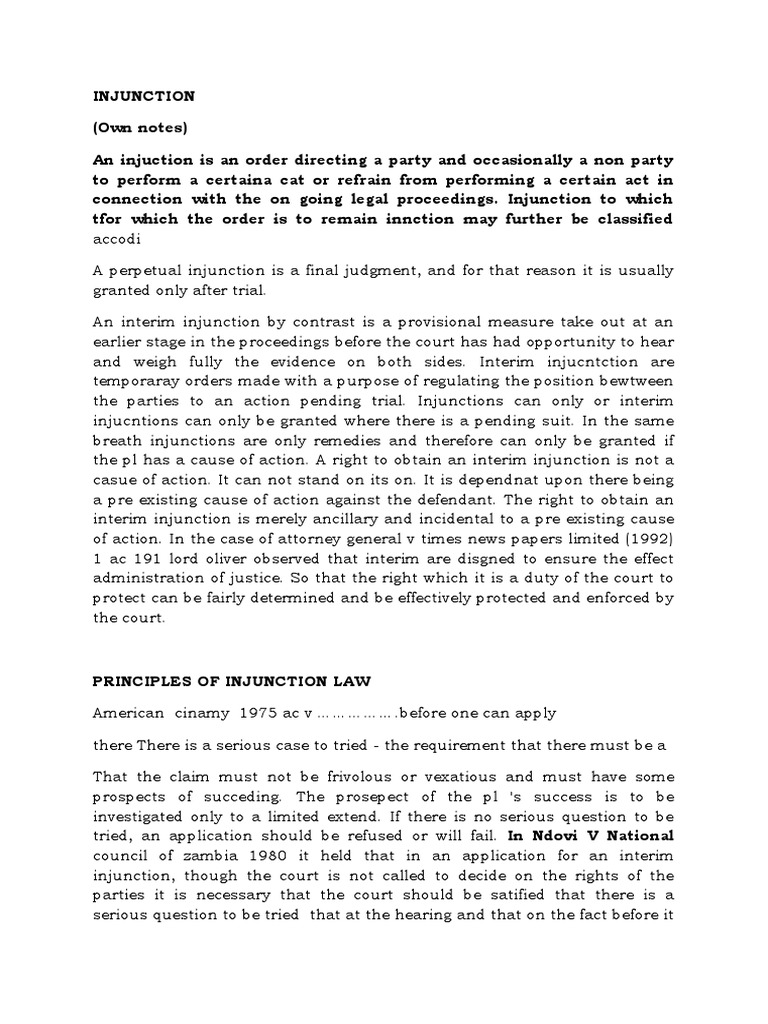 INJUNCTION | PDF | Damages | Legal Remedy