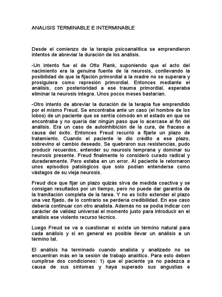 Analisis Terminable e Interminable | PDF | Neurosis | Sigmund Freud