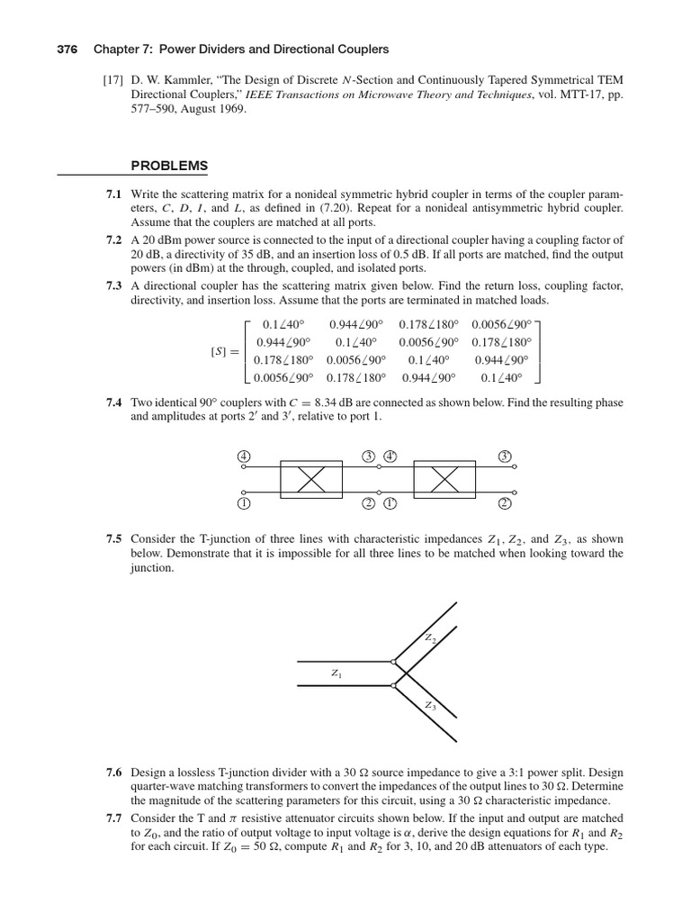 Problems: 376 Chapter 7: Power Dividers and Directional Couplers | PDF | Amplifier ...