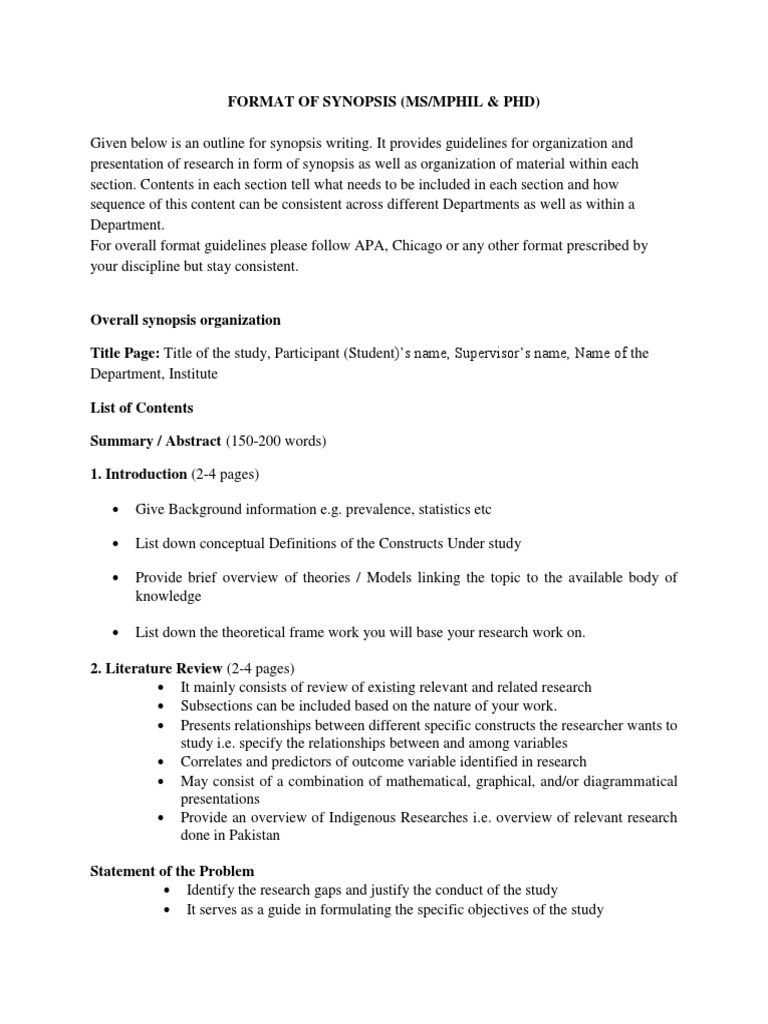 Synopsis Writing Guidelines for Research | PDF | Qualitative Research ...