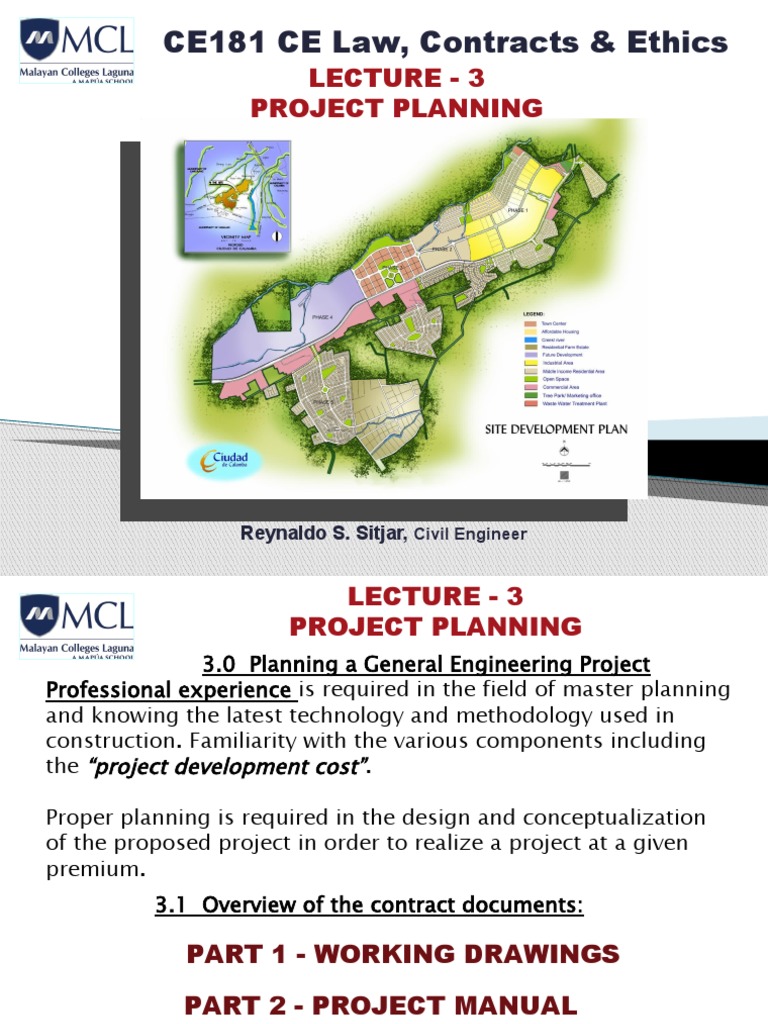 CE181 CE Law, Contracts & Ethics: Lecture - 3 Project Planning | PDF ...