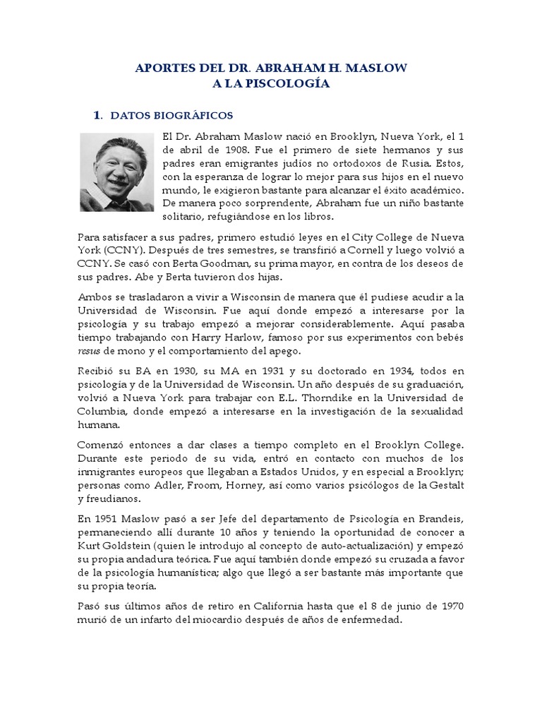 Aportes Del DR Maslow | PDF | Conceptos psicologicos | Ciencias del ...