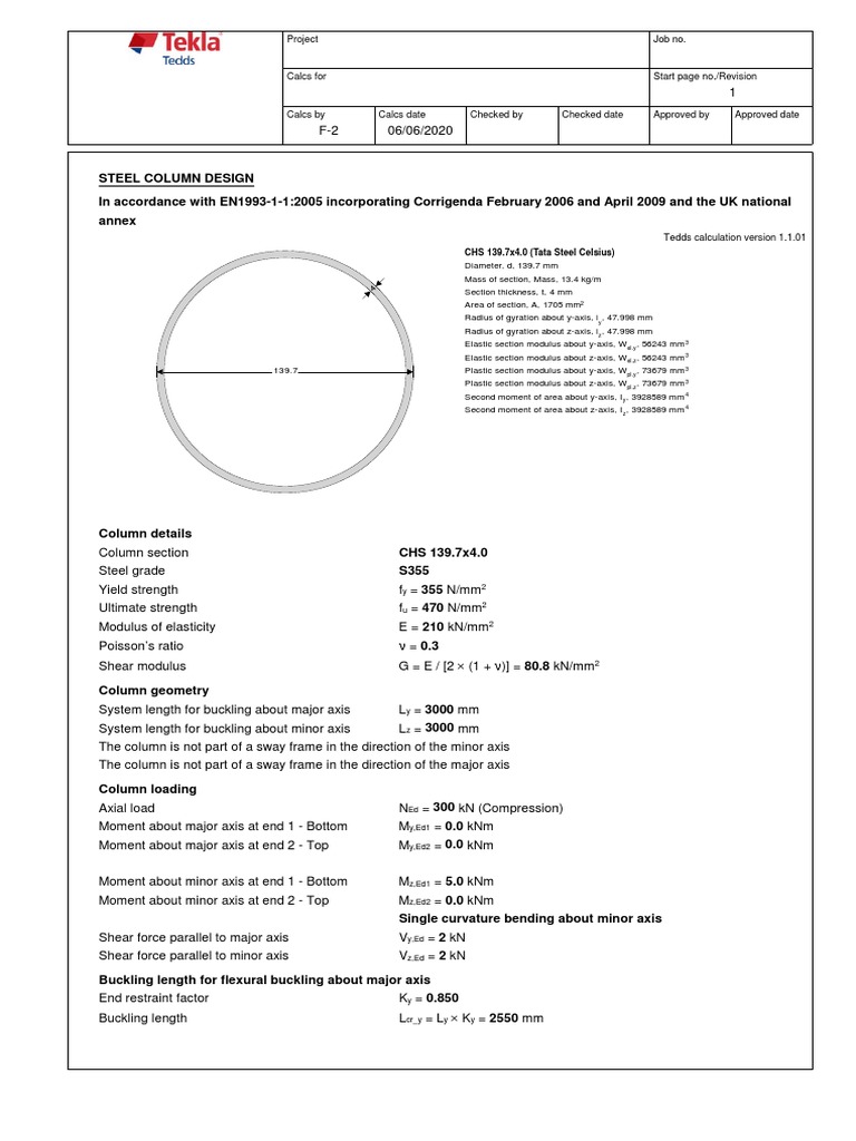 Project Job No.: CHS 139.7x4.0 (Tata Steel Celsius) | PDF | Buckling ...