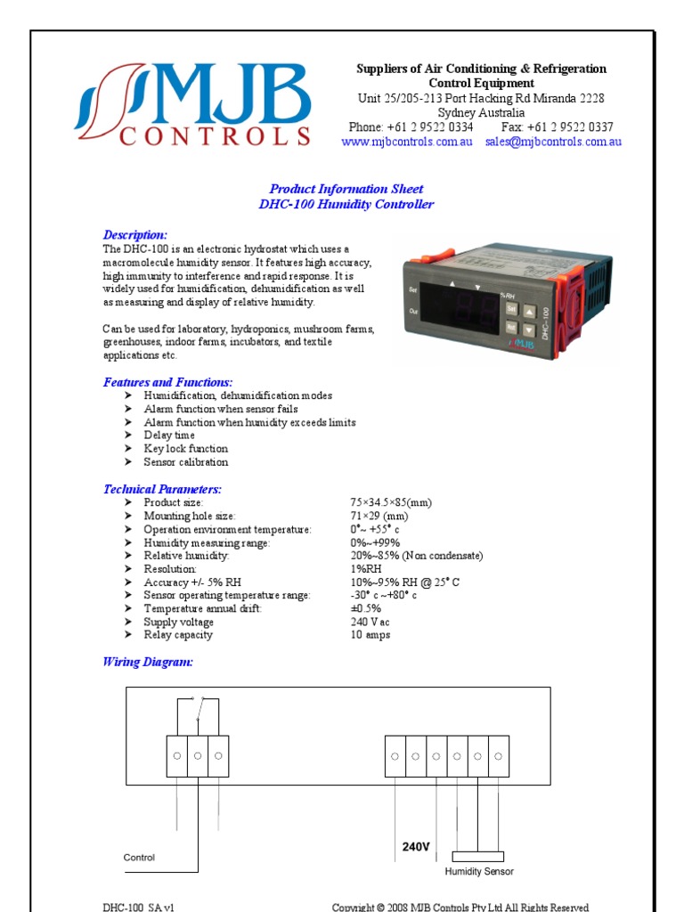 DHC-100 Relative Humidity Controller | PDF