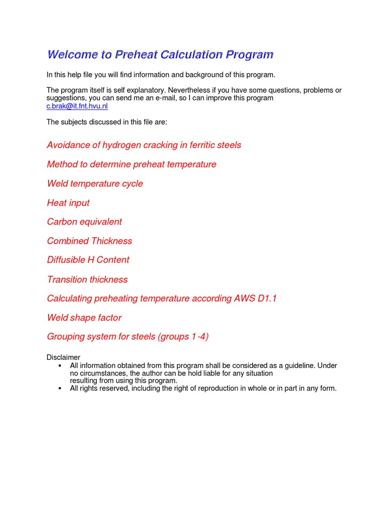 Preheat Calculation 1 | PDF | Welding | Construction