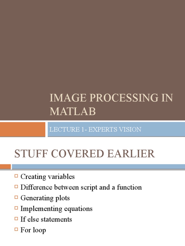 Image Processing in Matlab: Lecture 1-Experts Vision | PDF | Sine ...
