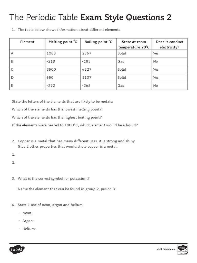 Exam Style Questions 2 PDF | PDF | Metals | Helium