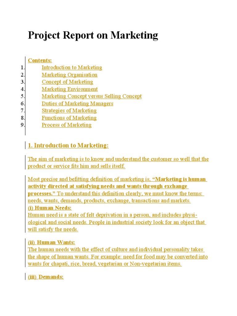 Project Report On Marketing: Contents | PDF | Market Segmentation | Pricing