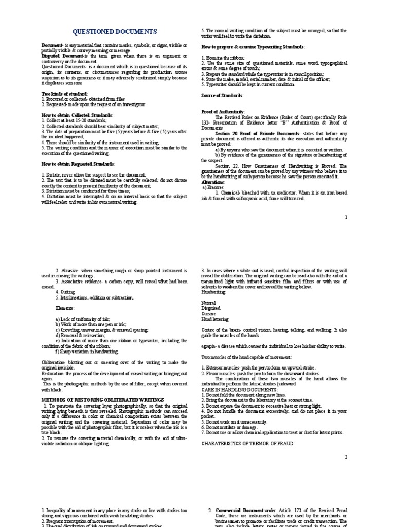 Notes On QD | PDF | Signature | Forgery