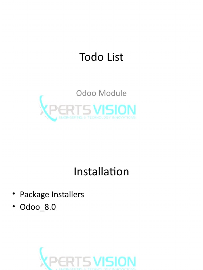 Todo List: Odoo Module | PDF | Postgre Sql | Xml