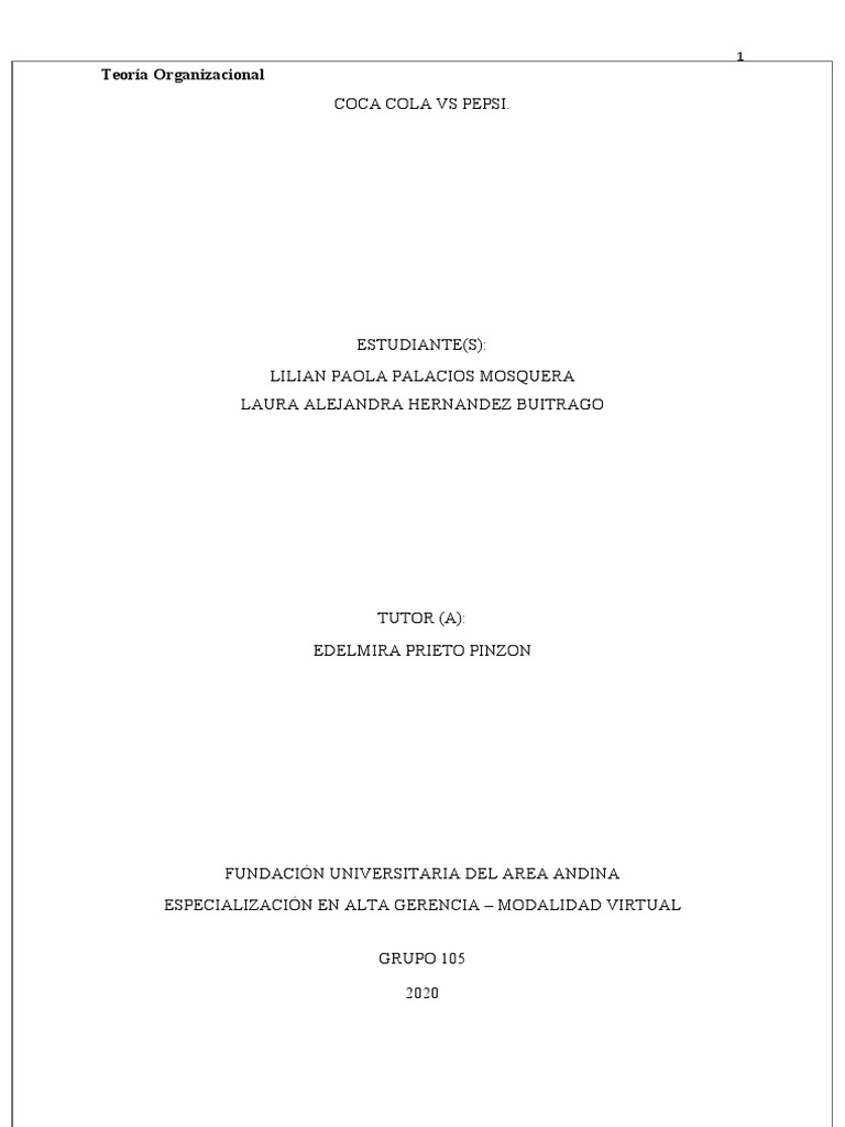 Teoria Organizacional Eje 2 | Download grátis PDF | Coca Cola | Liderazgo