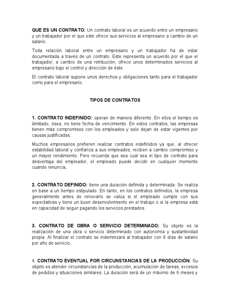 Que Es Un Contrato | PDF | Relaciones laborales | Derecho laboral