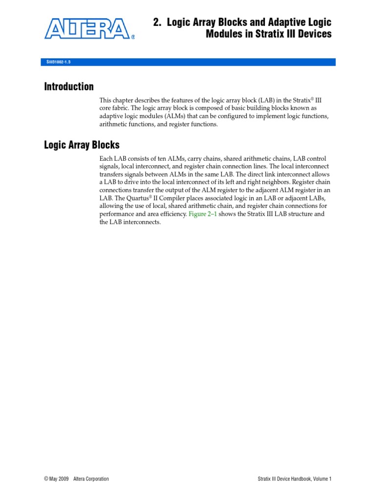 Logic Array Blocks and Adaptive Logic Modules in Stratix III Devices | PDF | Logic Gate | Input ...
