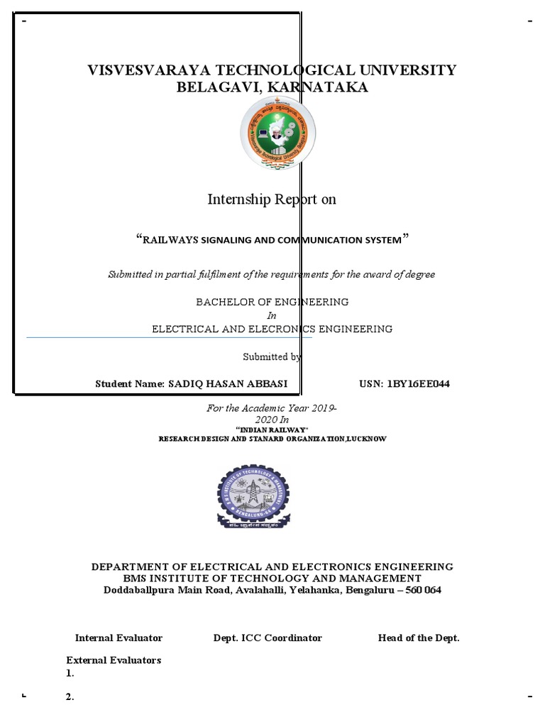 Visvesvaraya Technological University Belagavi, Karnataka: Internship ...