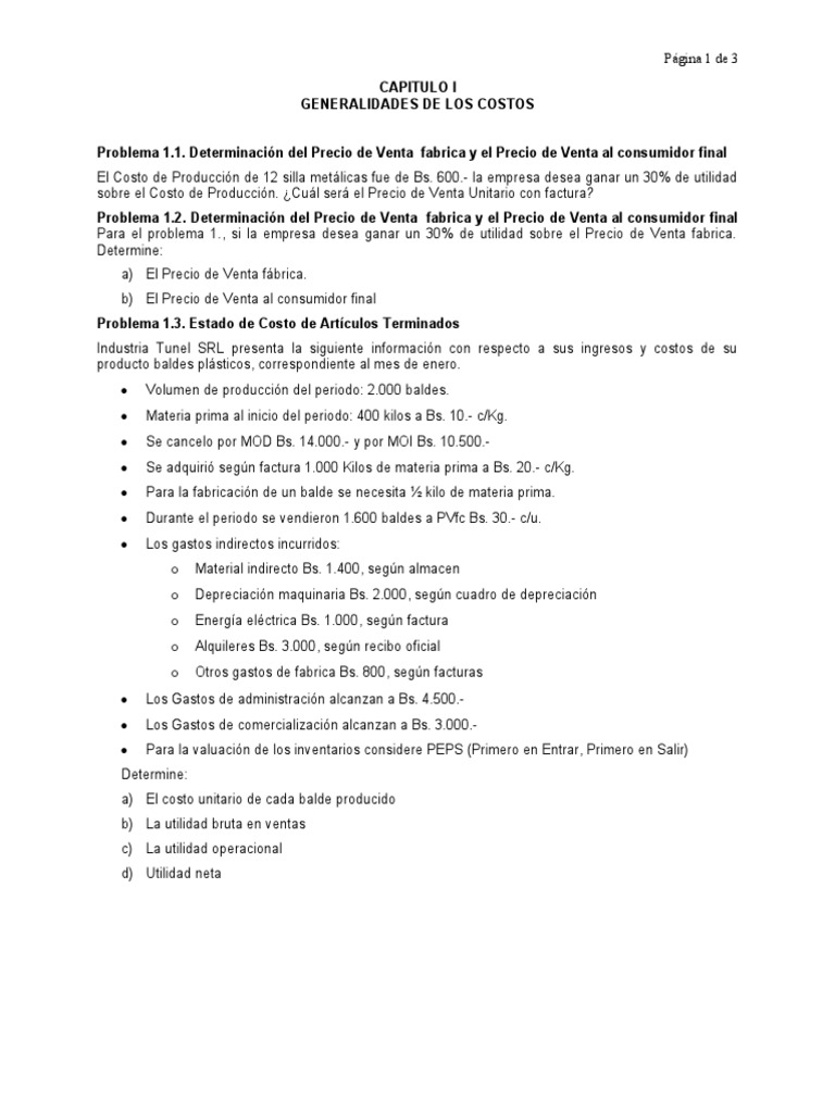 Ejer Cap - I Costos | PDF | Inventario | El plastico