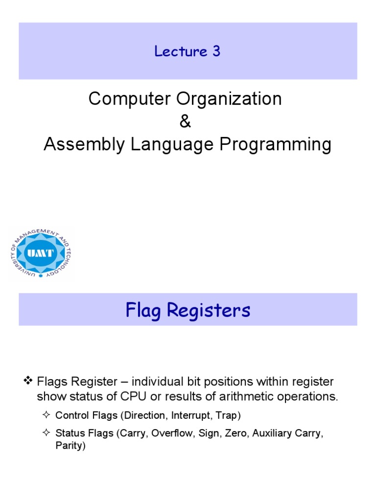 COAL Lec 6 Status Flag Register - Chap5 | PDF | Assembly Language | Computer Architecture