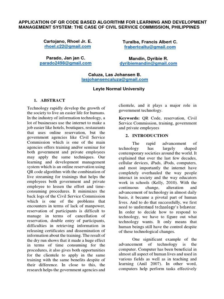 Application of QR Code Based Algorithm For Learning and Development ...