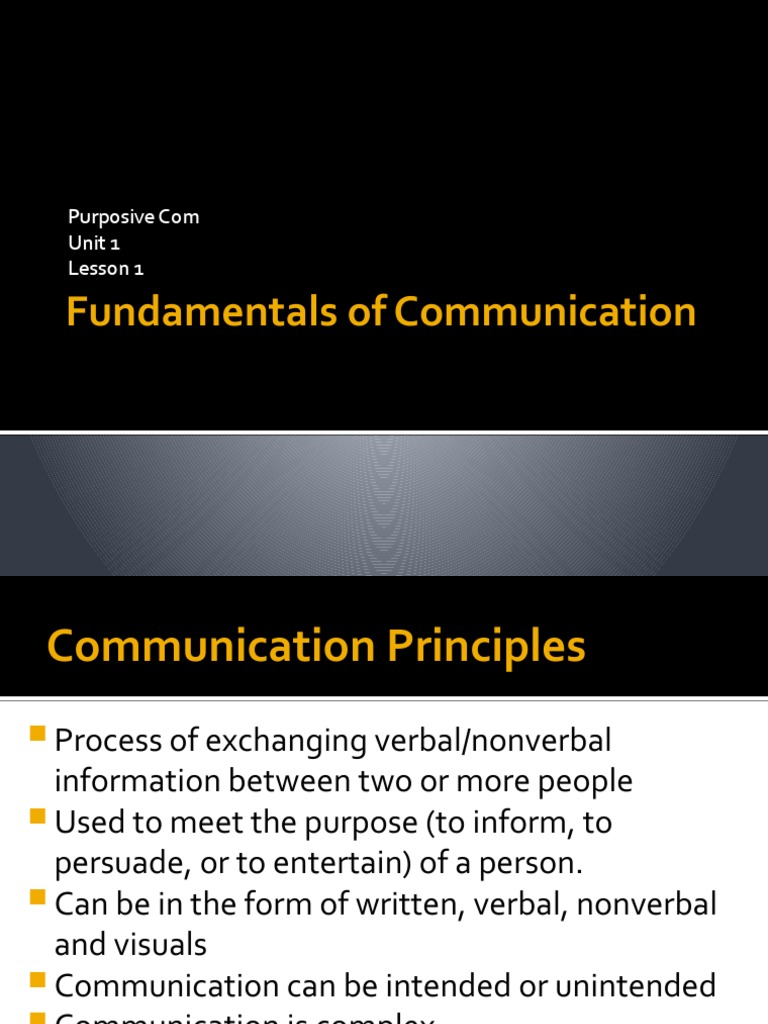 Unit 1 Fundamentals of Communication | PDF