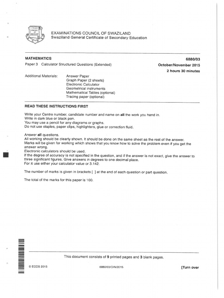 Form 5 Maths Paper 3 | PDF
