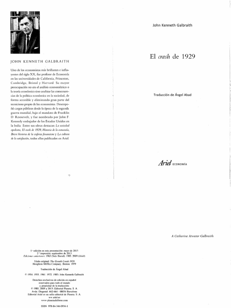 El Crash de 1929 de Jhon Kenneth Galbraith PDF | PDF