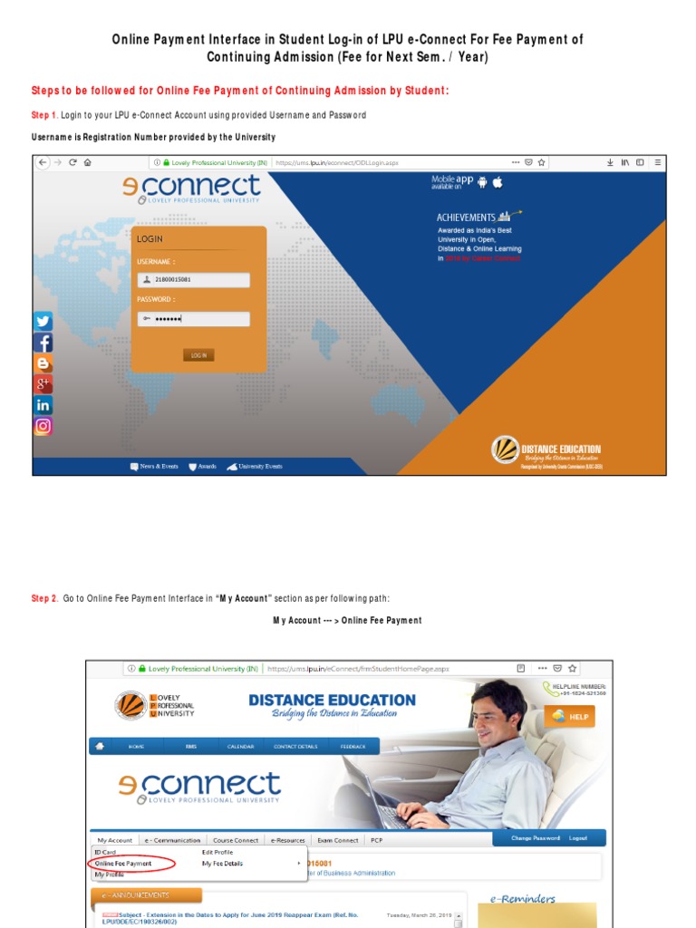 LPU Process and Instructions For Payment | PDF | Fee | Online And Offline