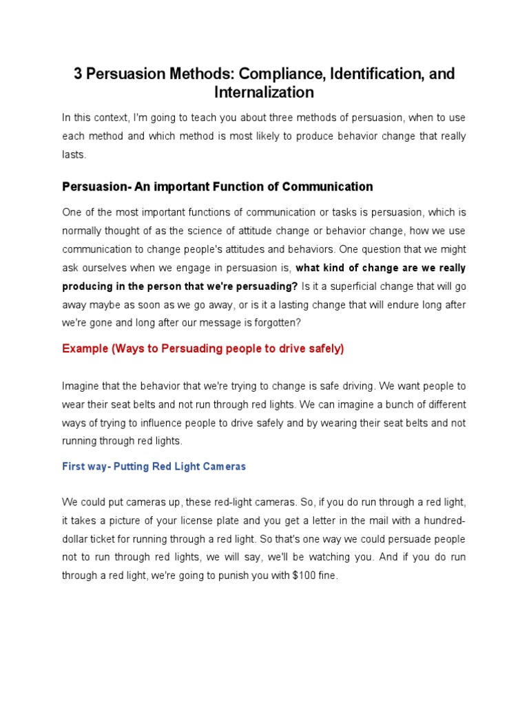 3 Persuasion Methods: Compliance, Identification, and Internalization ...