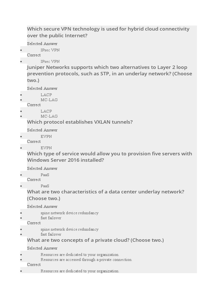 Selected Answer Correct | PDF | Virtual Private Network | Computer Network