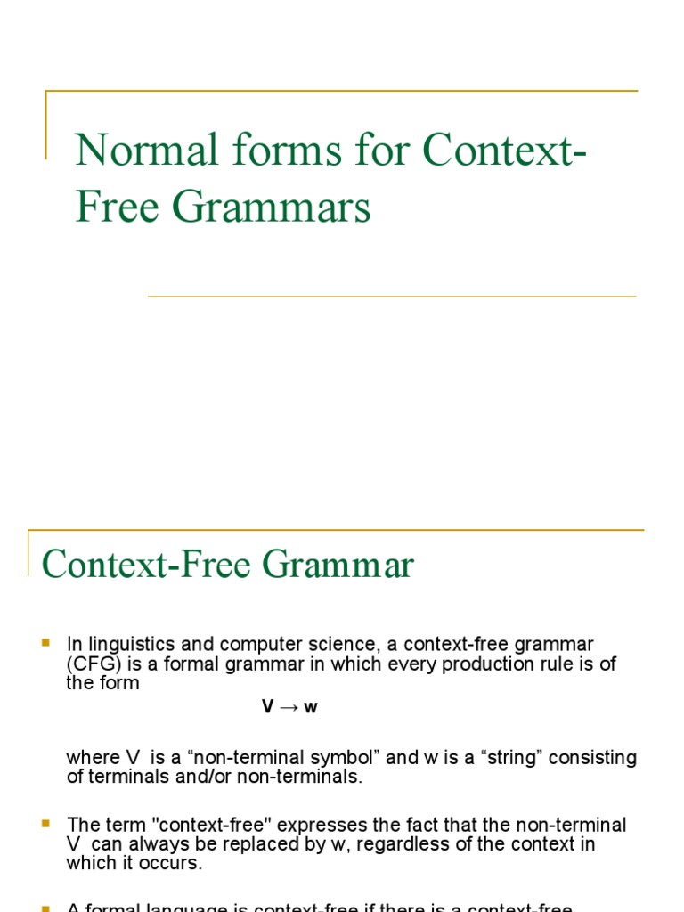 Normal Forms For Context Free Grammars | PDF | Syntax (Logic) | Logic