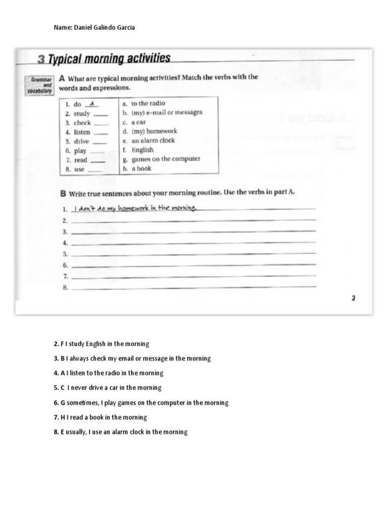 Typical Morning Activities | PDF