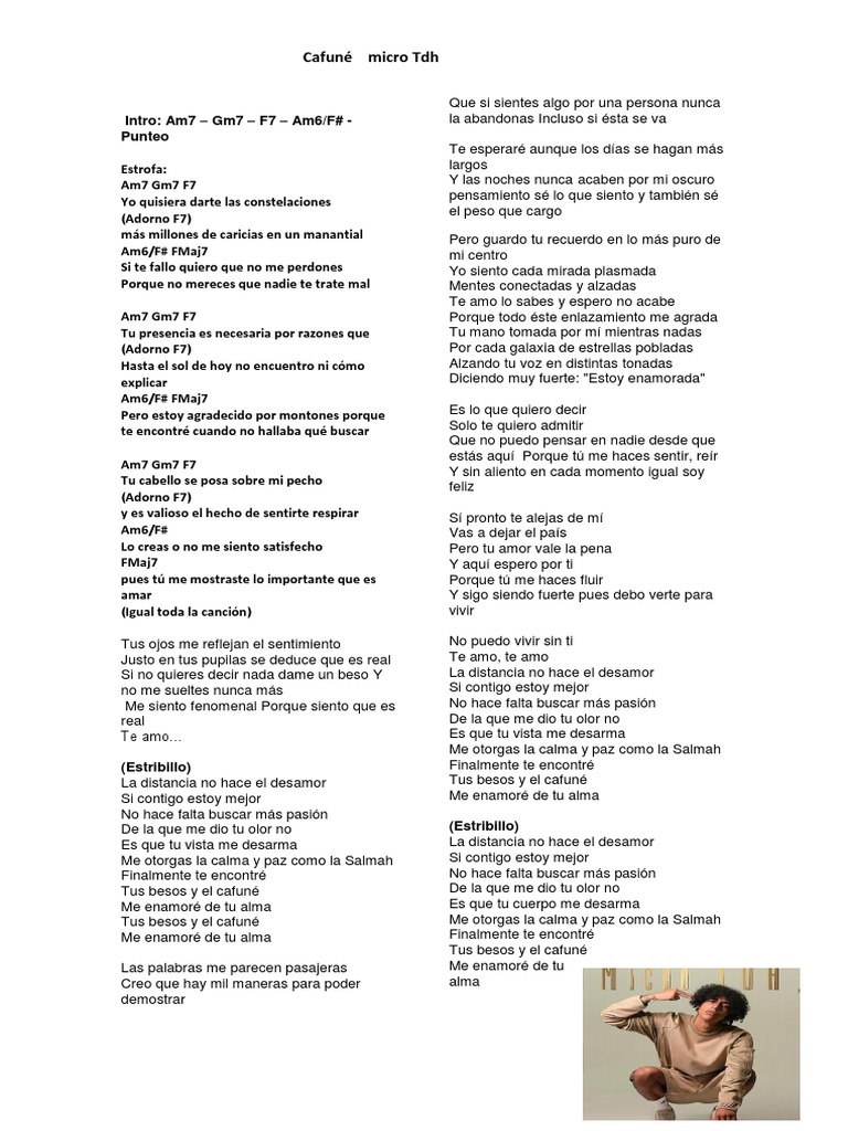 Cafuné Letra Y Acordes Pdf