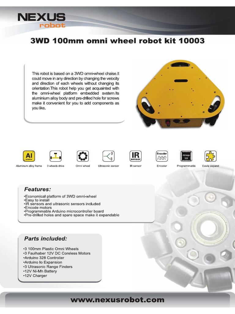 3WD 100mm Omni Wheel Robot Kit 10003