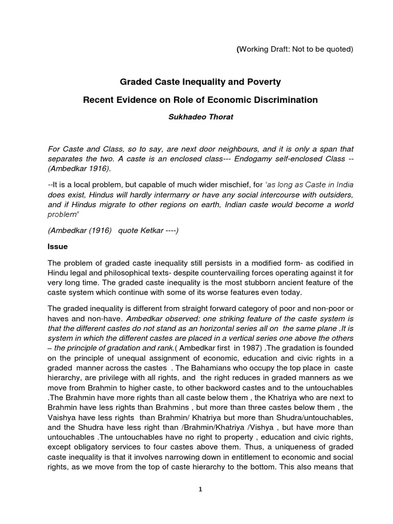 Graded Caste Inequality and Poverty | PDF | Employment Discrimination ...